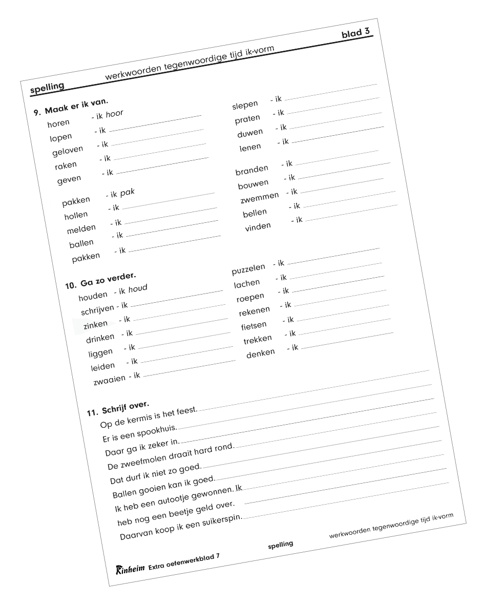 Taal 4 spelling werkwoorden tegenwoordige tijd ik-vorm - Educatieve ...