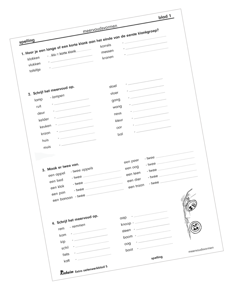 Taal 5 spelling meervoudsvormen korte en lange klank - Educatieve ...