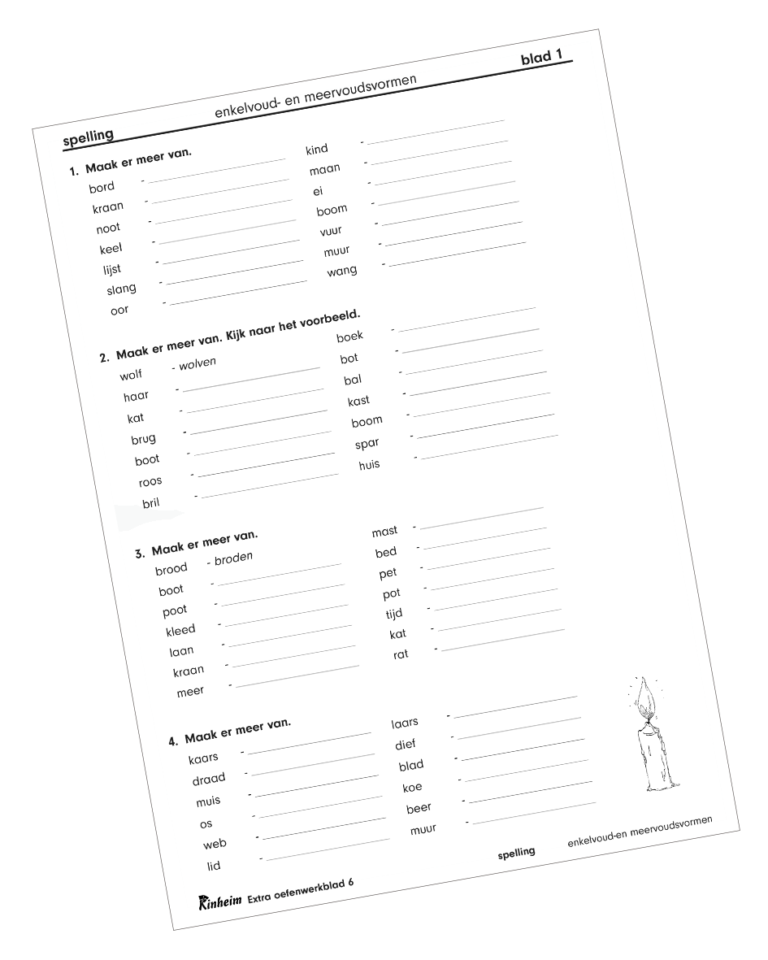 Taal 5 spelling enkelvoud- en meervoudsvormen korte en lange klank - Educatieve Uitgeverij Kinheim