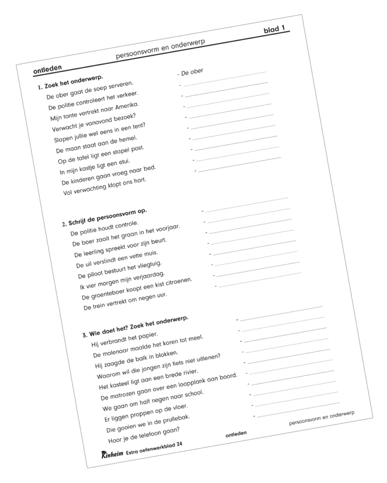 Taal 6 ontleden persoonsvorm en onderwerp 2 - Educatieve Uitgeverij Kinheim