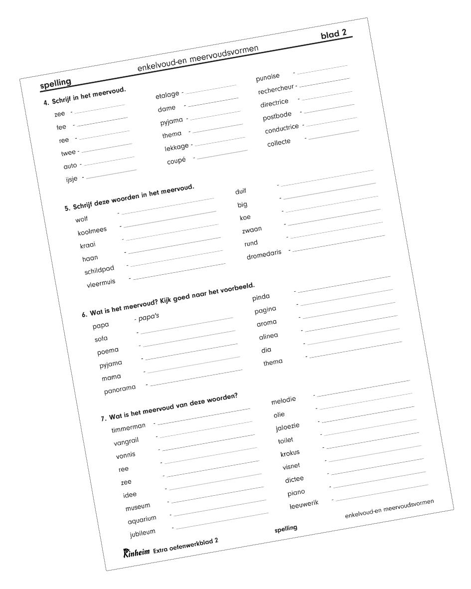 Taal 7 spelling enkelvoud- en meervoudsvormen - Educatieve Uitgeverij Kinheim