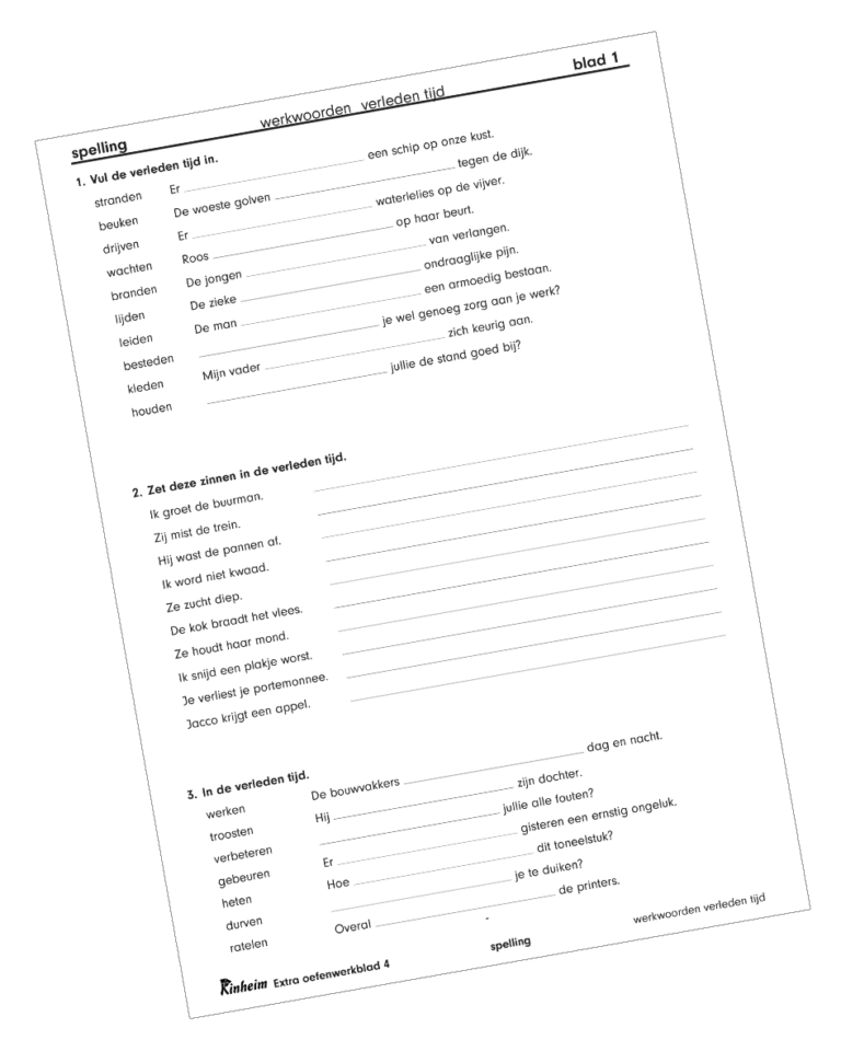 Taal 7 spelling werkwoorden verleden tijd - Educatieve Uitgeverij Kinheim