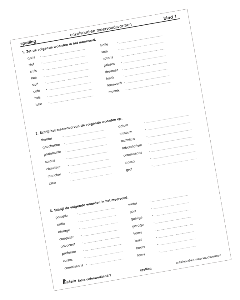Taal 8 spelling enkelvoud- en meervoudsvormen - Educatieve Uitgeverij Kinheim
