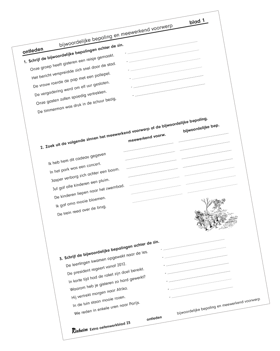 Taal 8 ontleden bijwoordelijke bepaling en meewerkend voorwerp - Educatieve Uitgeverij Kinheim