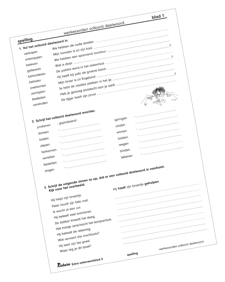 Taal 8 spelling werkwoorden voltooid deelwoord - Educatieve Uitgeverij Kinheim