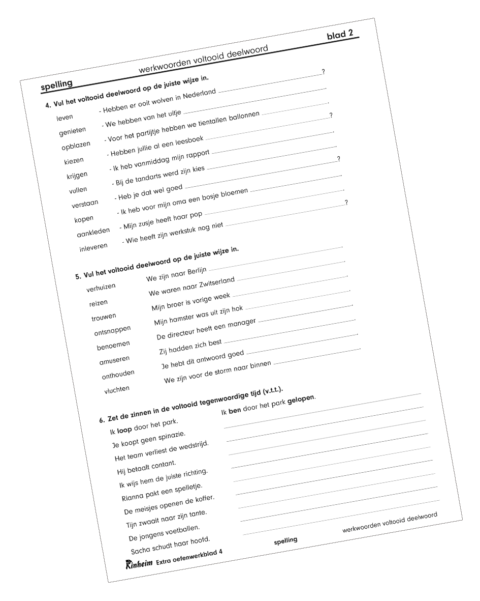 Taal 8 spelling werkwoorden voltooid deelwoord - Educatieve Uitgeverij Kinheim