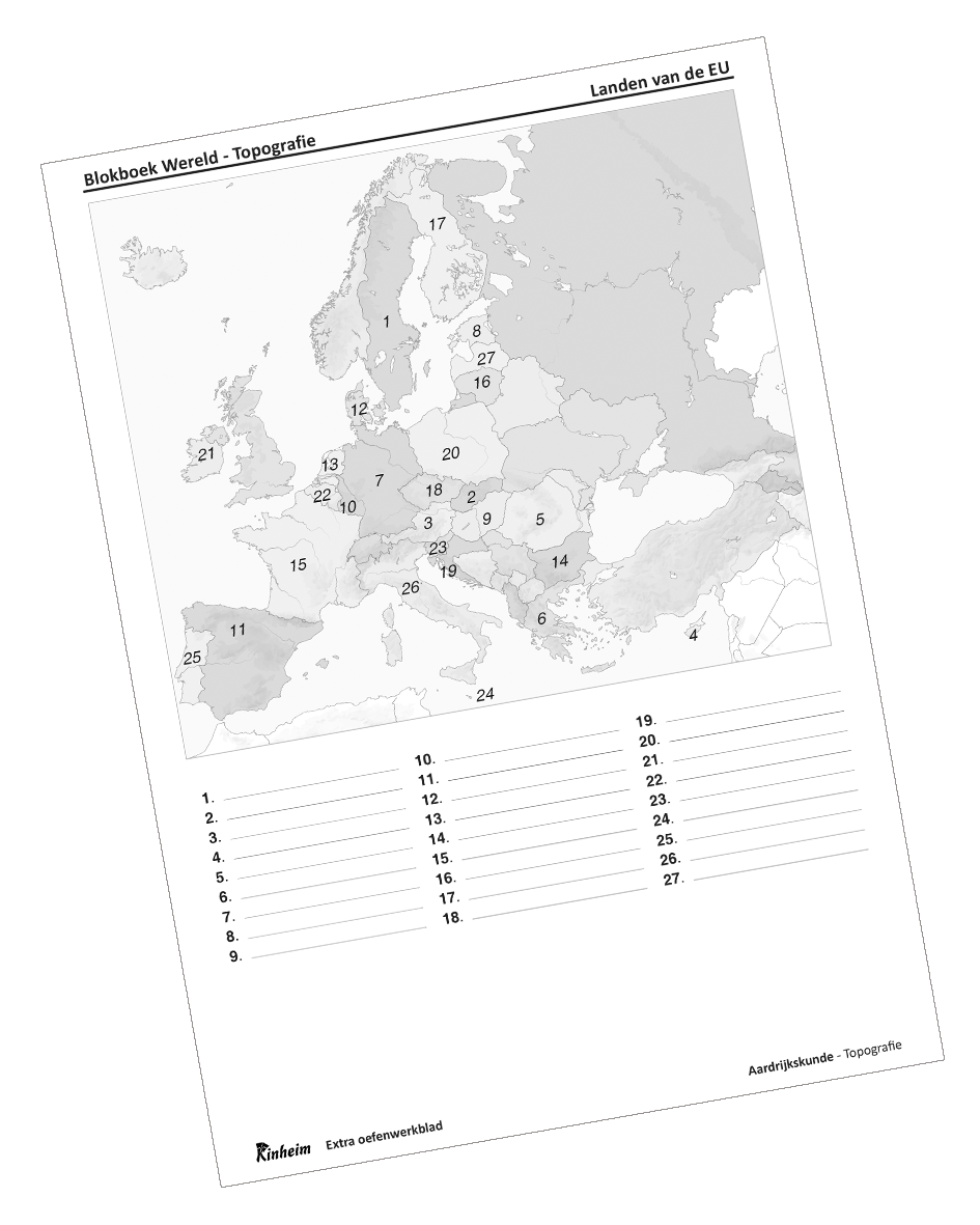 Aardrijkskunde Topografie Wereld | Landen van de EU - Educatieve ...