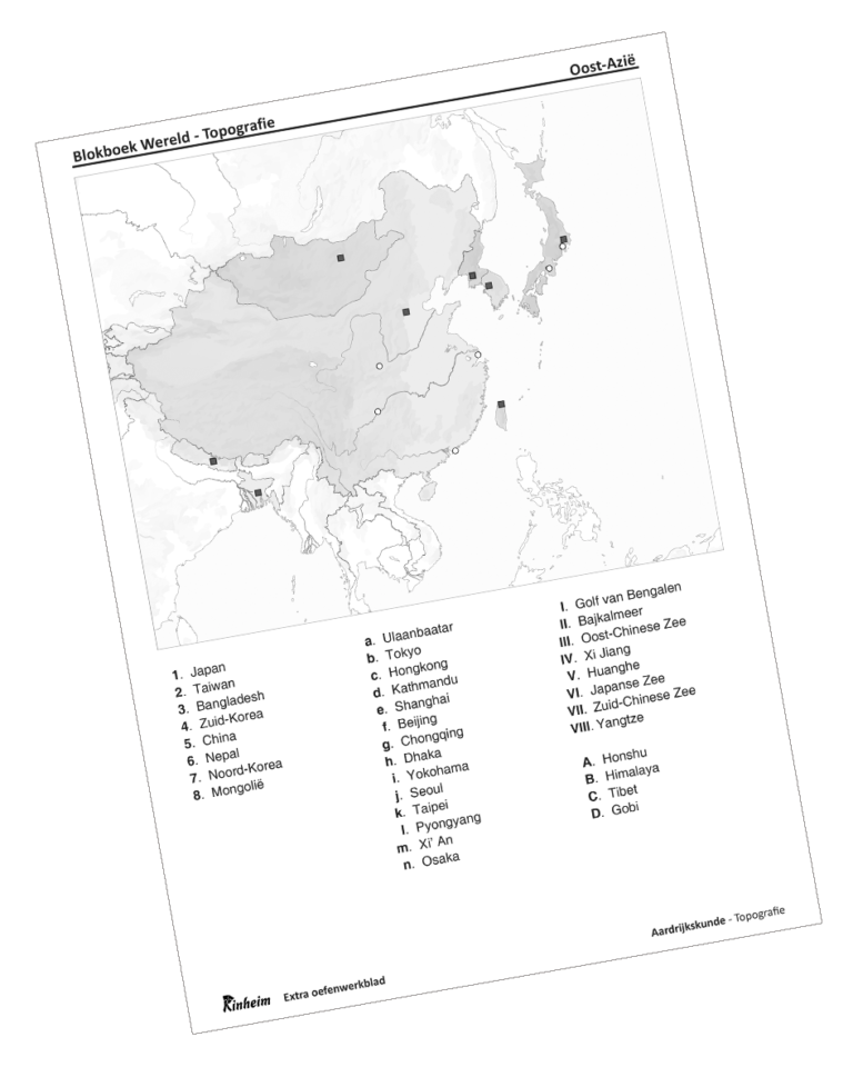 Aardrijkskunde Topografie Wereld | Oost-Azië - Educatieve Uitgeverij ...