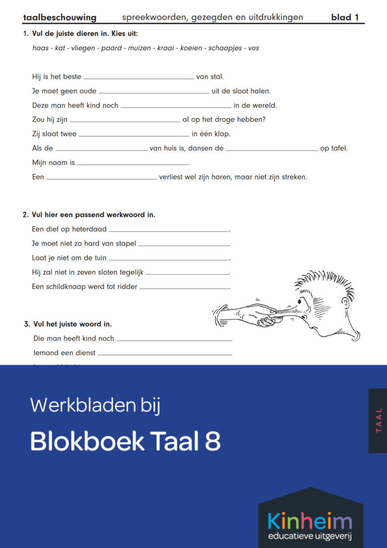 Blokboek Taal 8 | Werkbladen Taalbeschouwing: spreekwoorden, gezegden ...